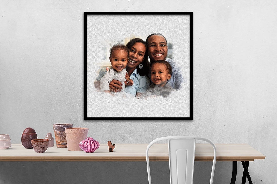 Family Portrait Illustration Canvas Ready to Hang | Etsy