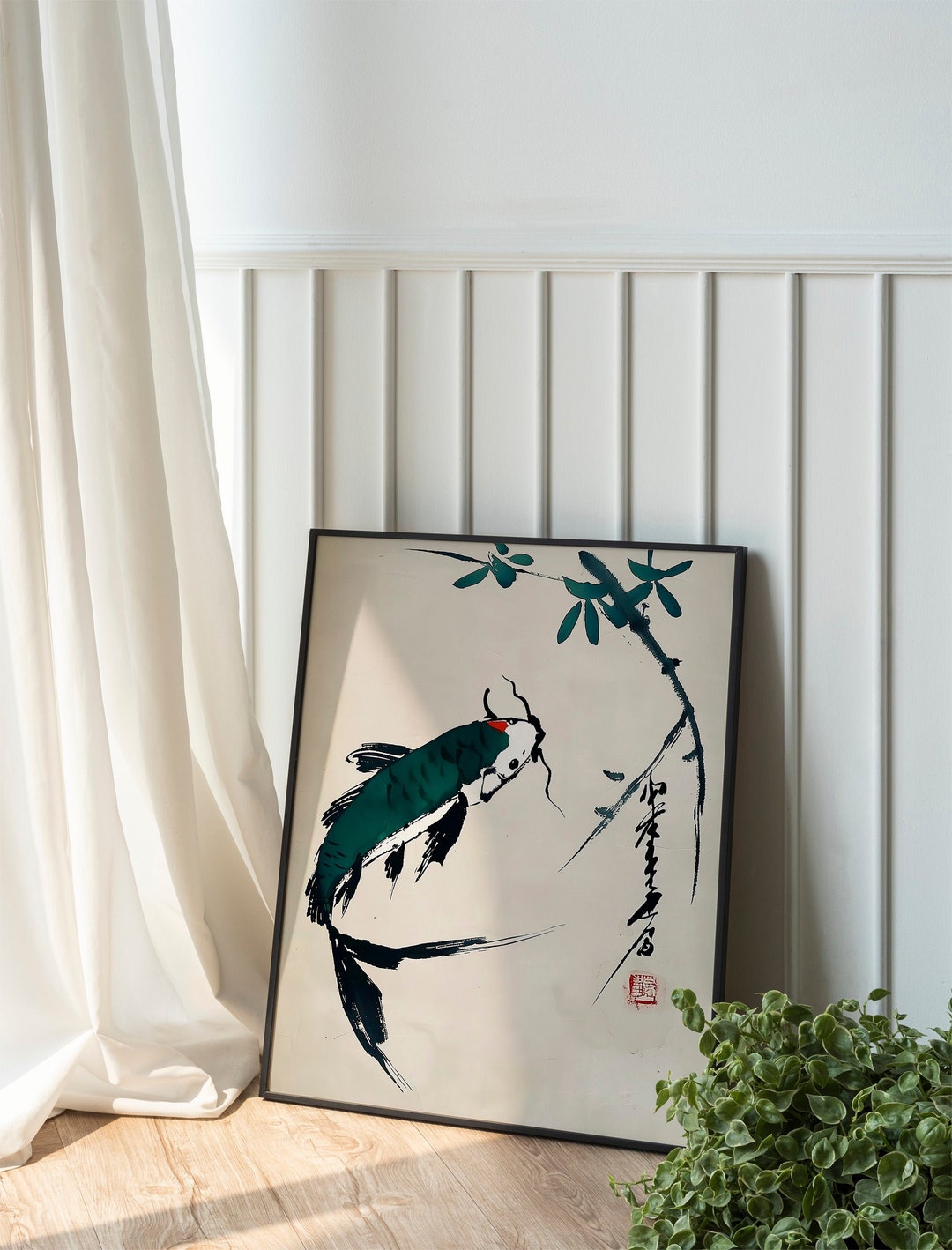 Japanese Catfish Print Minimalist Japanese Art Wall Art Japanese Fish ...