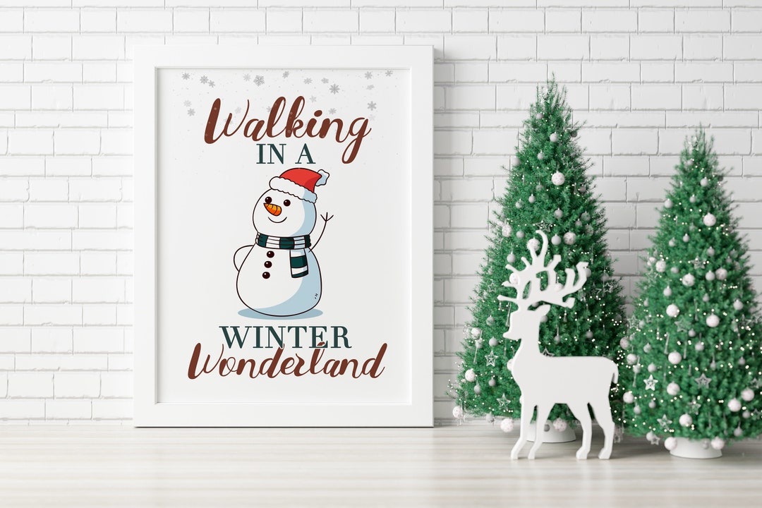 Walking in a Winter Wonderland Snowman Illustration Art Print - Etsy