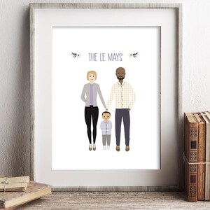 Custom Artsy Couple Family Portrait Art Print - Etsy