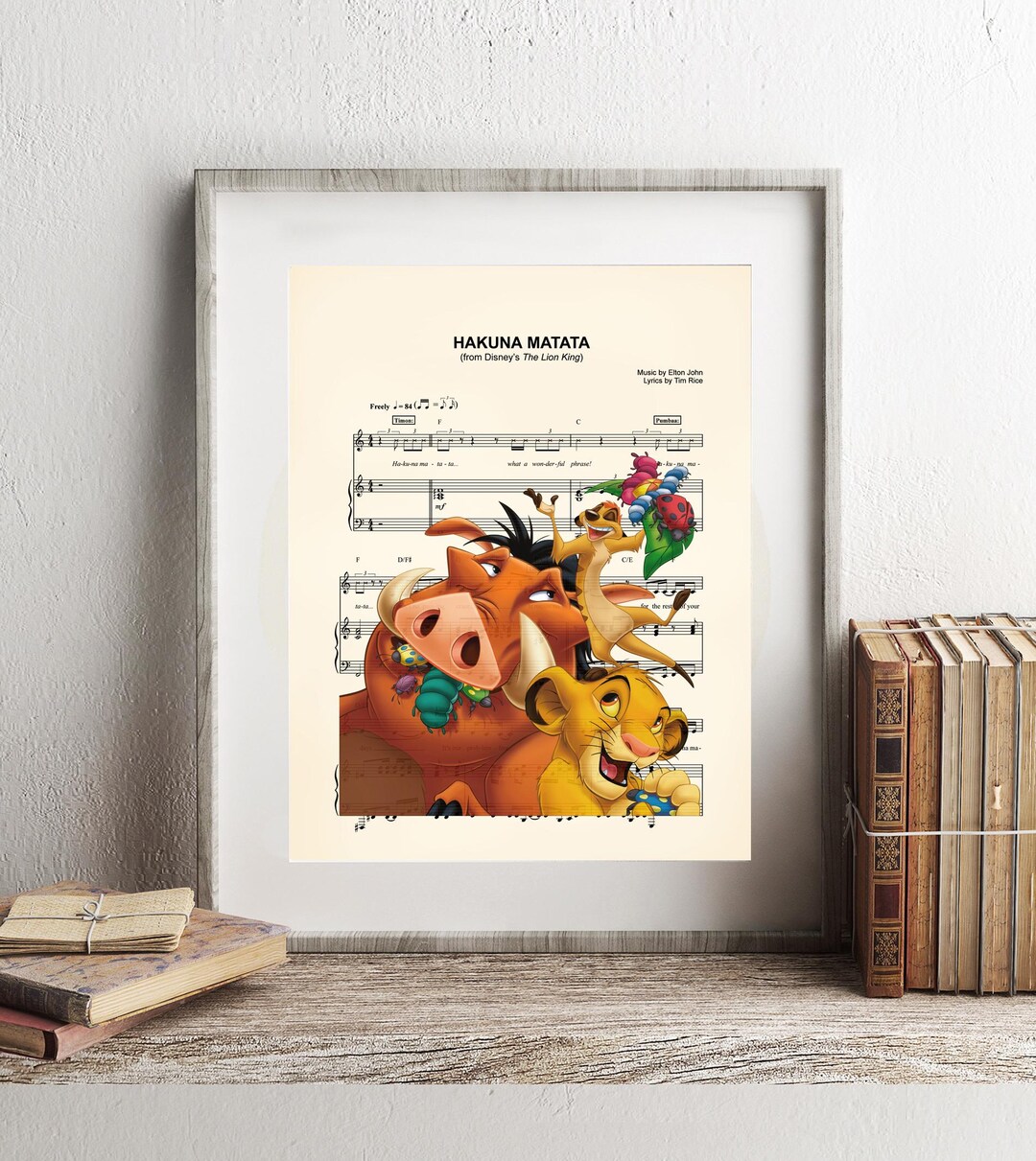 Lion King Young Simba Timon and Pumba Hakuna Matata Sheet Music Art ...