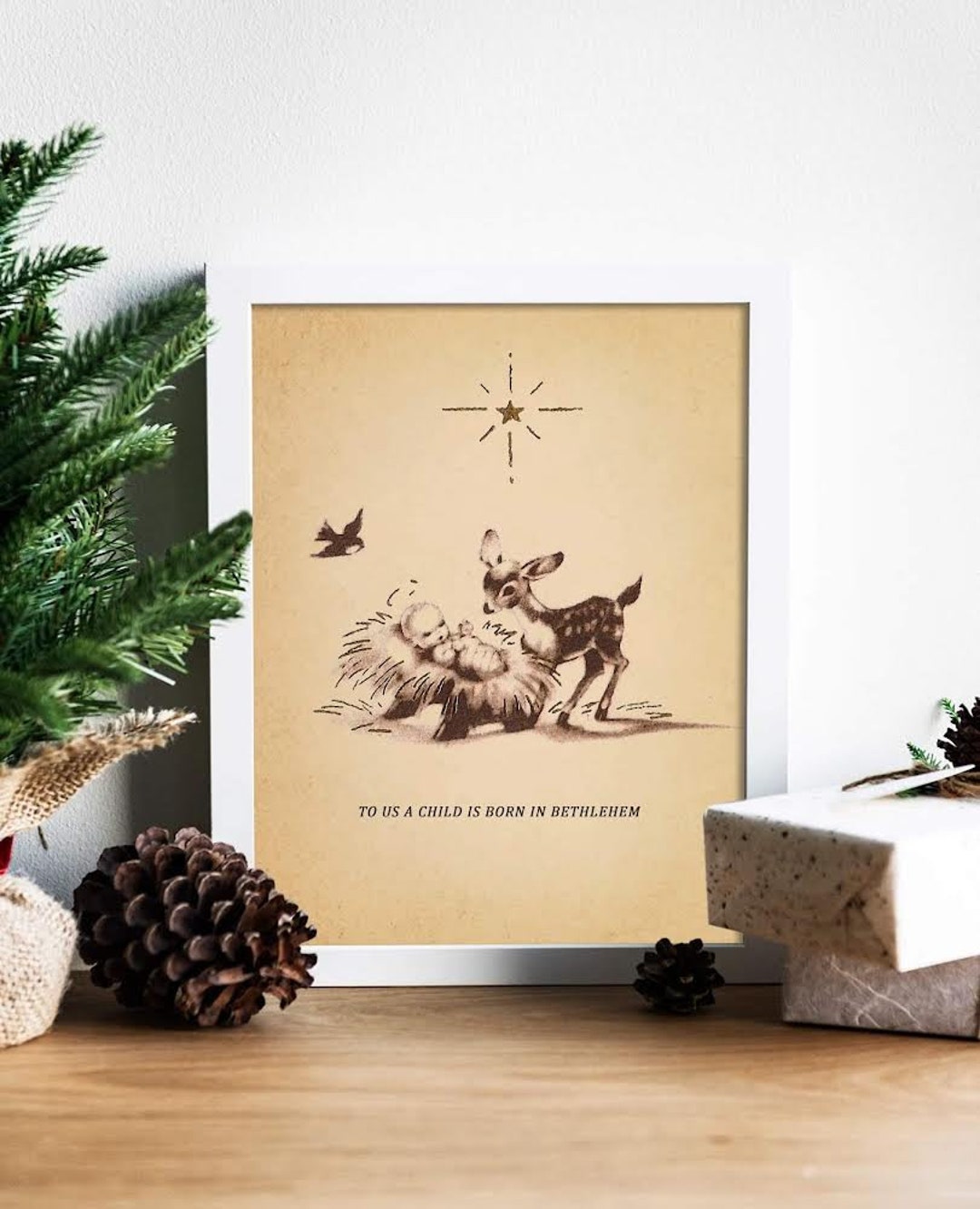 Christmas Vintage Baby Jesus in a Manger Art Print, Baby Jesus Art ...