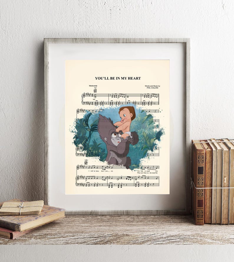 Tarzan and Terk You’ll Be in My Heart Splatter Sheet Music Art Print - Etsy