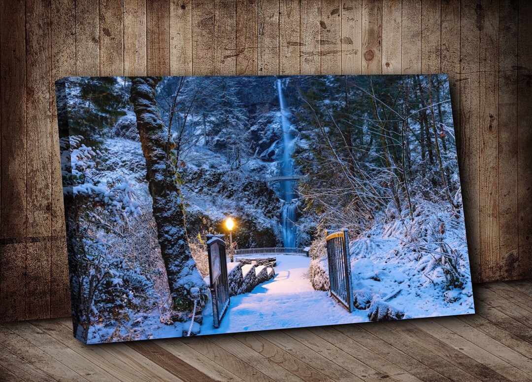 Christmas Nature Art, Multnoma Waterfalls, Winter Wonderland Oregon ...