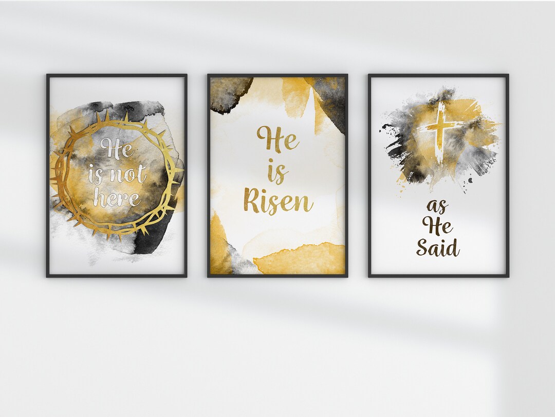 Easter He is Risen Boho Art Print Set - Etsy