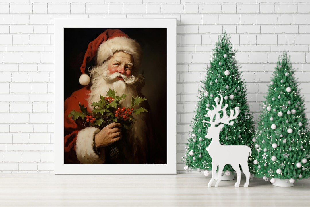 Christmas Vintage Santa Claus Art Print, Vintage Christmas, Classic ...