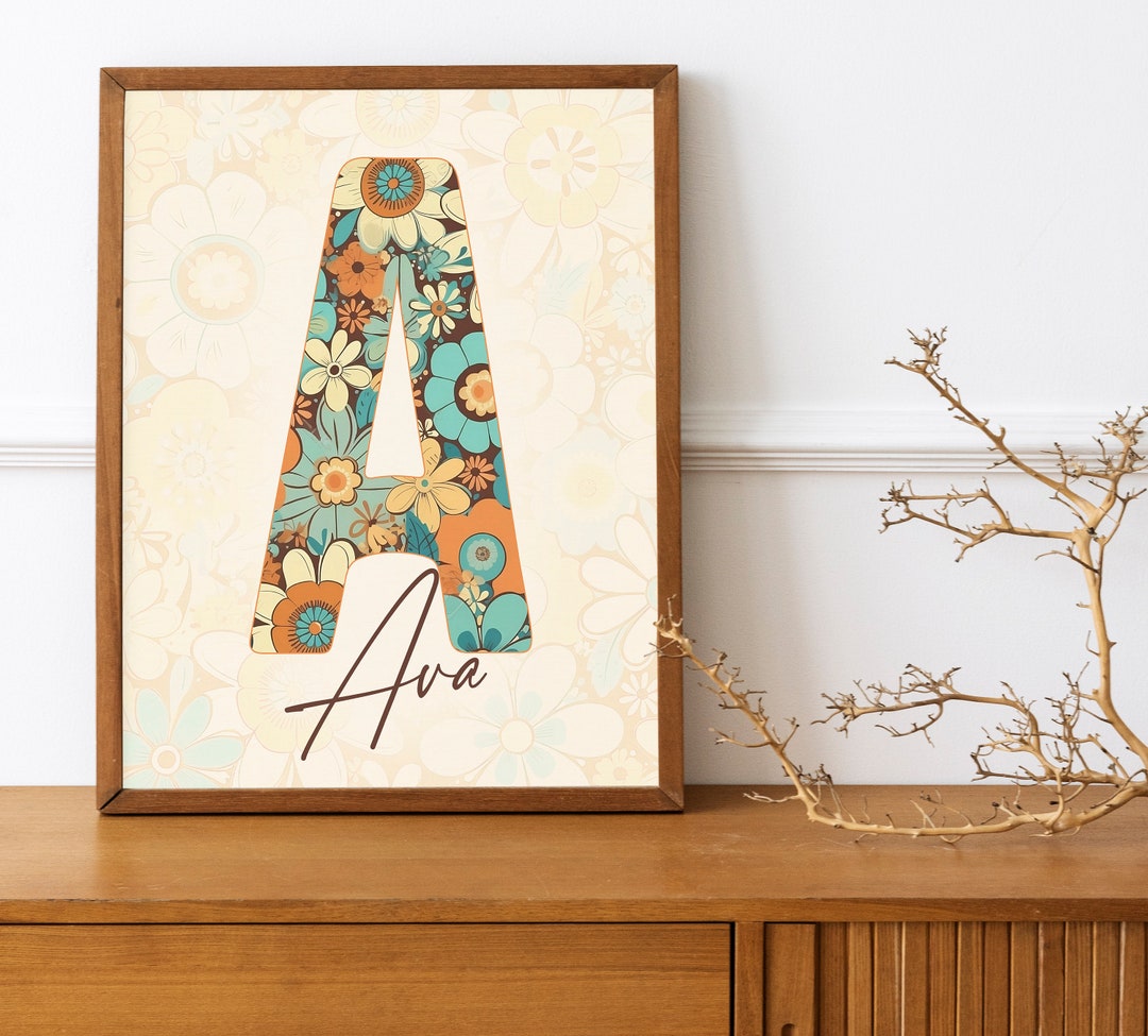 Personalized Floral Name Print, Custom Printable Name Sign, Customize ...