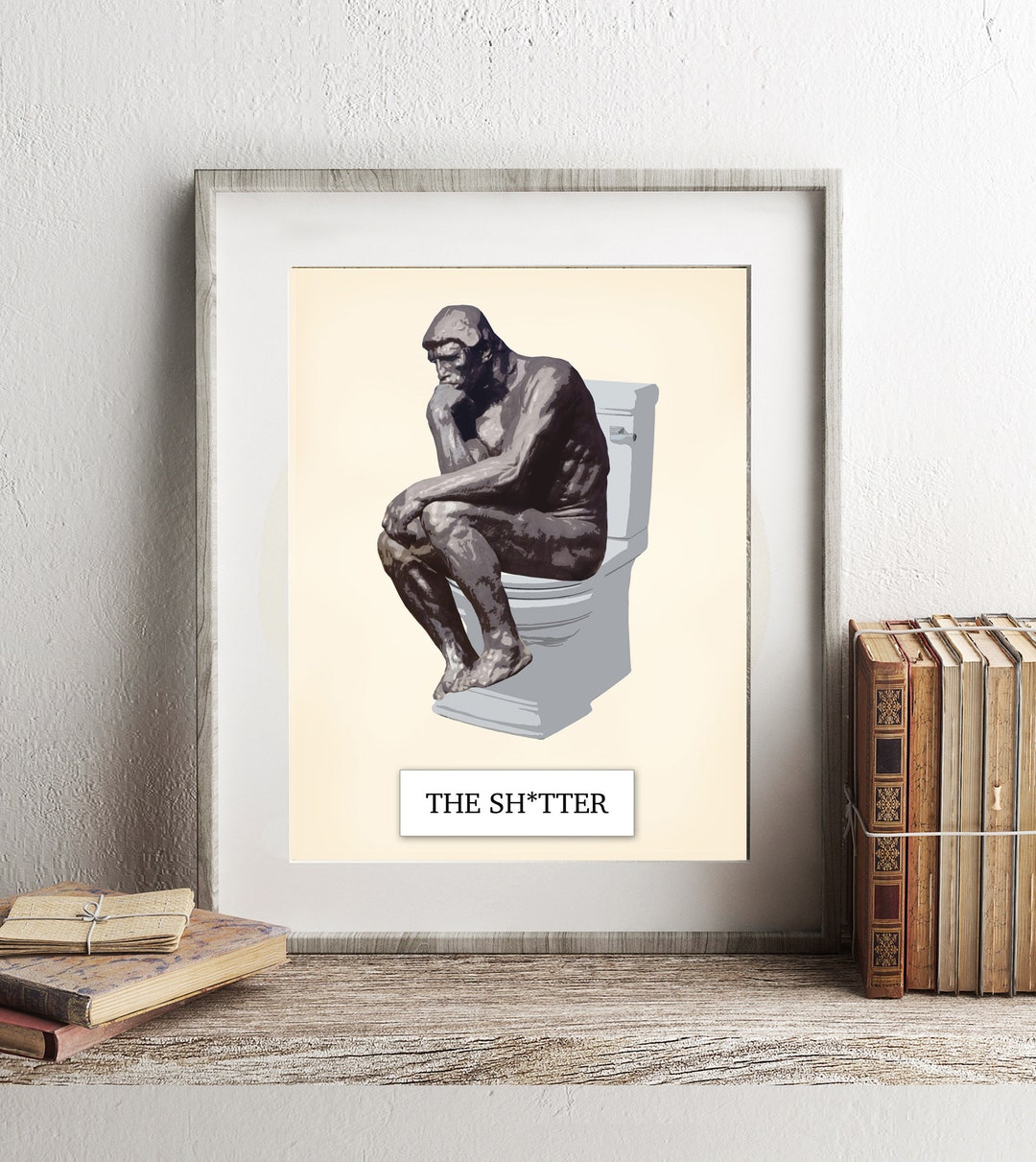 The Thinker Using Toilet Art Print, the Thinker Statue Art, Funny ...