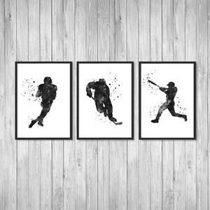 Black and White Sports Prints, Sports Art Decor for Boys Room, Football ...