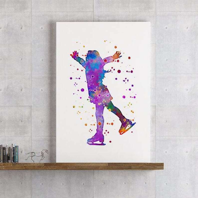 Ice Skating Print | Nursery Wall Art Decor | Girl Ice Skater Watercolor ...
