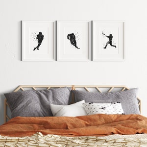 Black and White Sports Prints, Sports Art Decor for Boys Room, Football ...