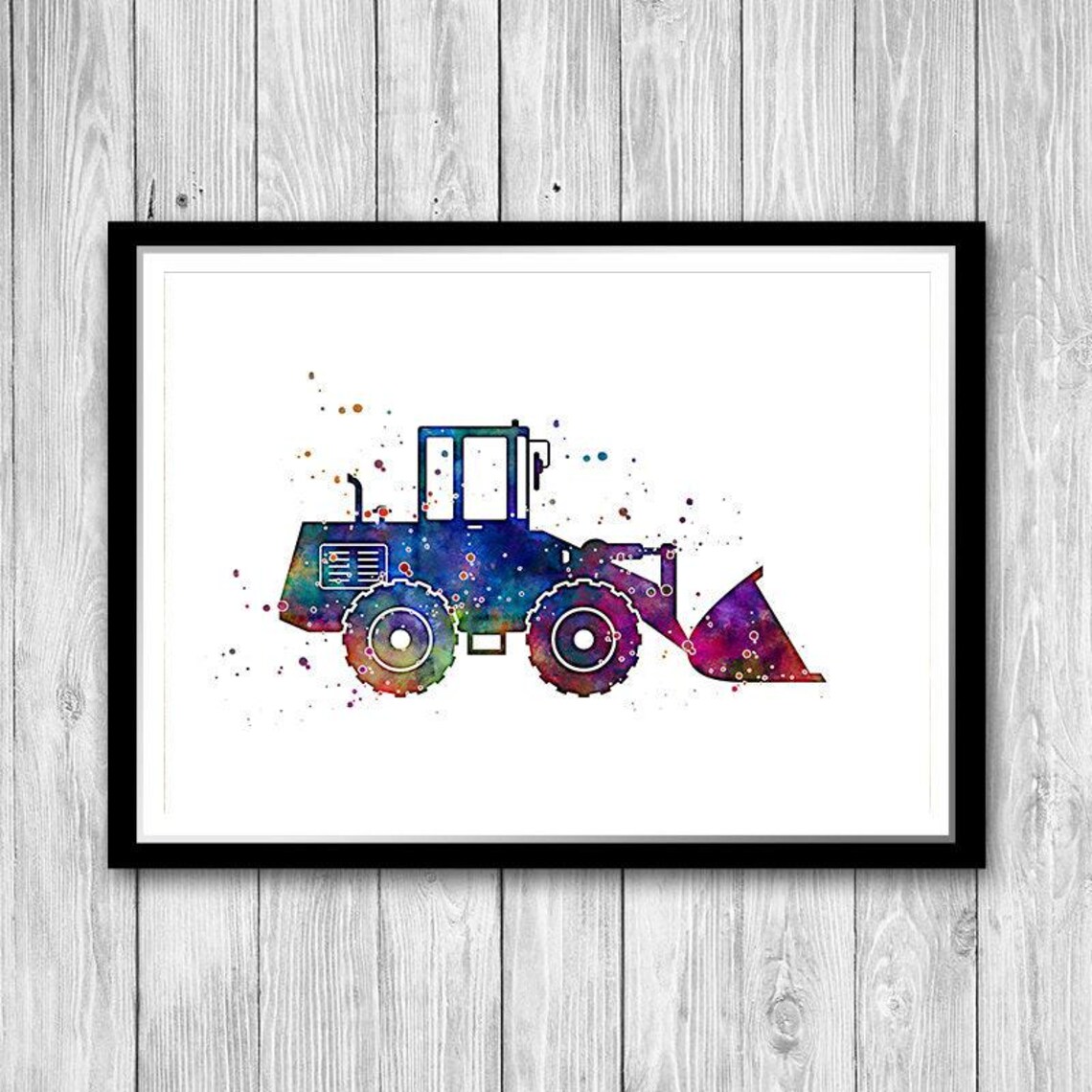 Skid Steer Loader Wall Art for Nursery, Front End Loader Vibrant Ptint ...