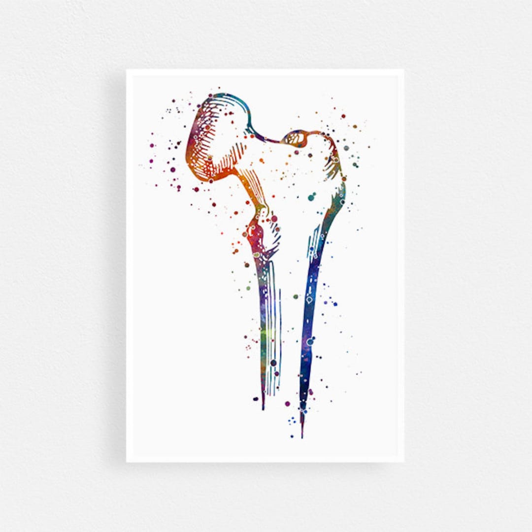 Femur Bone Watercolor Print, Femoral Head, Orthopedic Art Print, Human ...