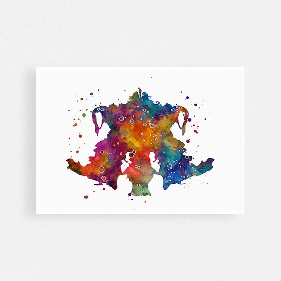 Psychology Art, Rorschach Ink Blot Wall Art, Colorful Watercolor Print ...
