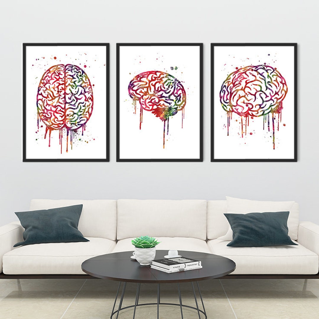School Psychologist Office Decor, Human Brain Posters, Anatomy Art Set ...