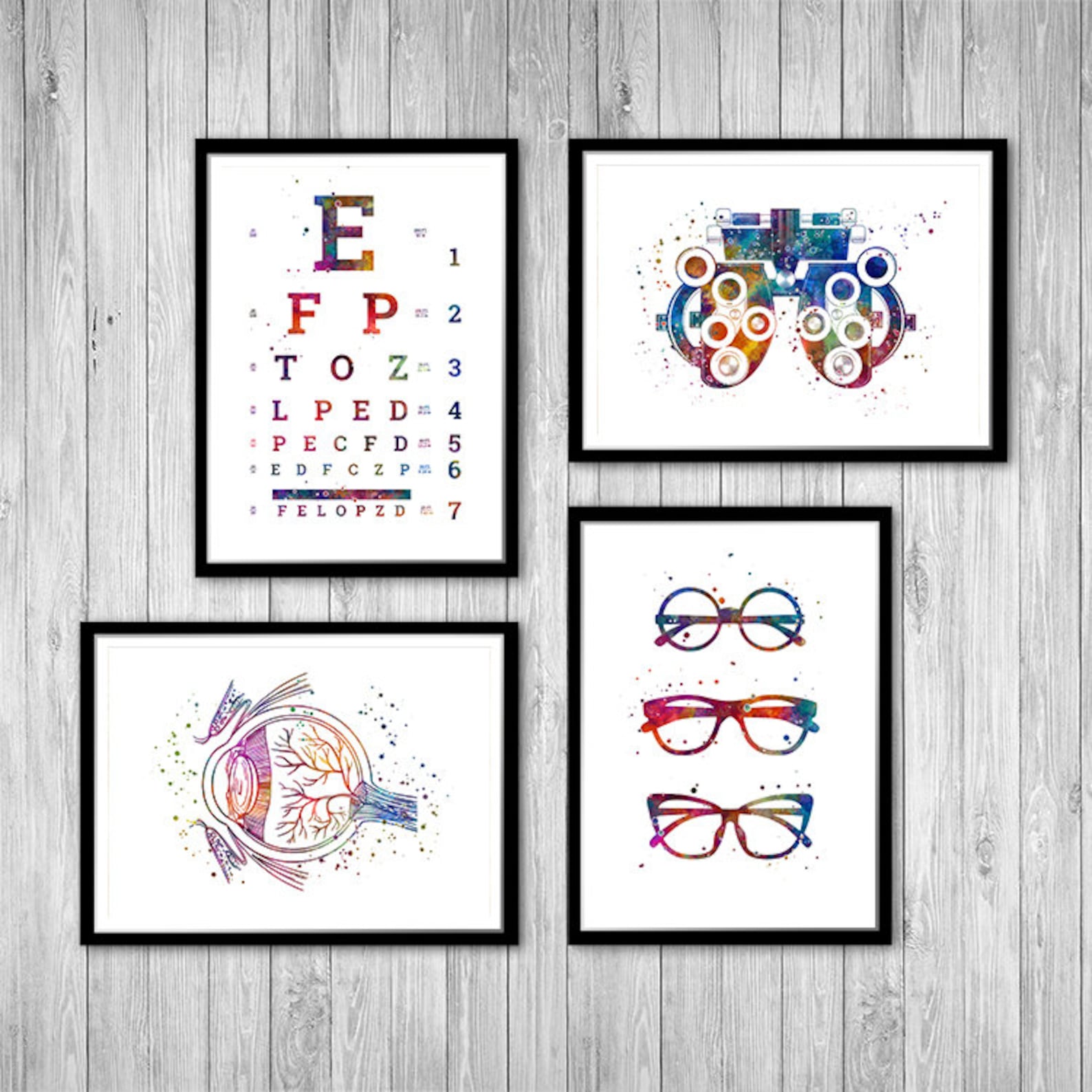 Ophthalmologist Gift, Ophthalmology Art Set of 4 Prints, Optometry Art ...