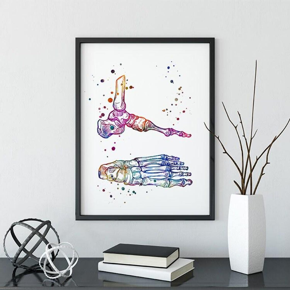 Human Foot and Ankle Bones Watercolor Anatomy Art Print, Chiropractor ...