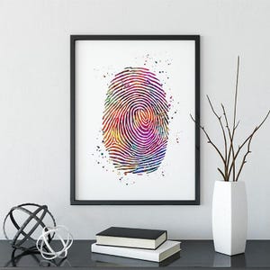 Fingerprint Print, Watercolor Art Fingerprint Poster, Crime Scene ...