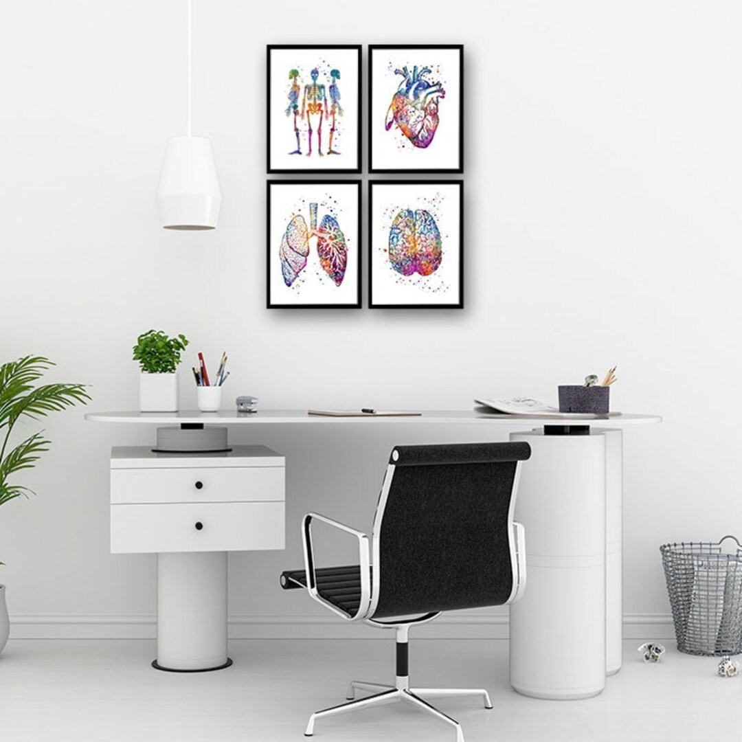 Anatomy Watercolor Prints, Set of 4 Posters for Medical Office Wall ...