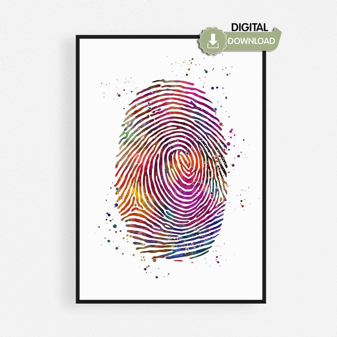 Watercolor Fingerprint Printable, Forensic Science Wall Art, CSI Gift ...