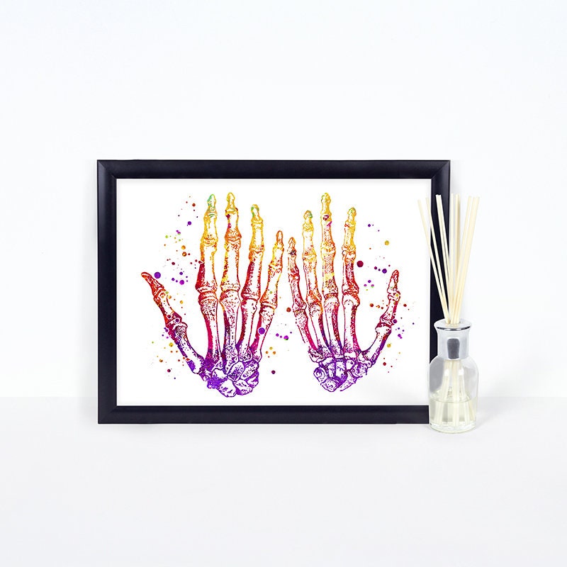 Human Hands Skeleton Medical Poster Anatomy Watercolor Print - Etsy