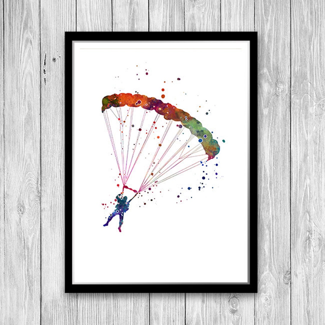 Paragliding Art, Paraglider Print, Watercolor Print, Extreme Air Sport ...