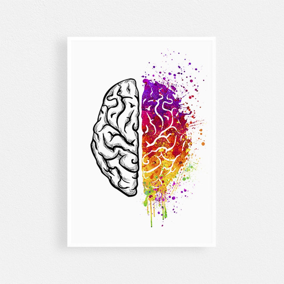 Left and Right Brain Watercolor Print, Anatomy Art, Neurology Art - Etsy