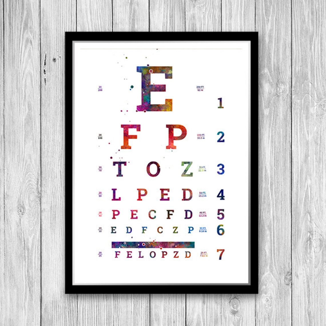 Eyes Test Charts Watercolor Print Optometrist Gift Optician - Etsy