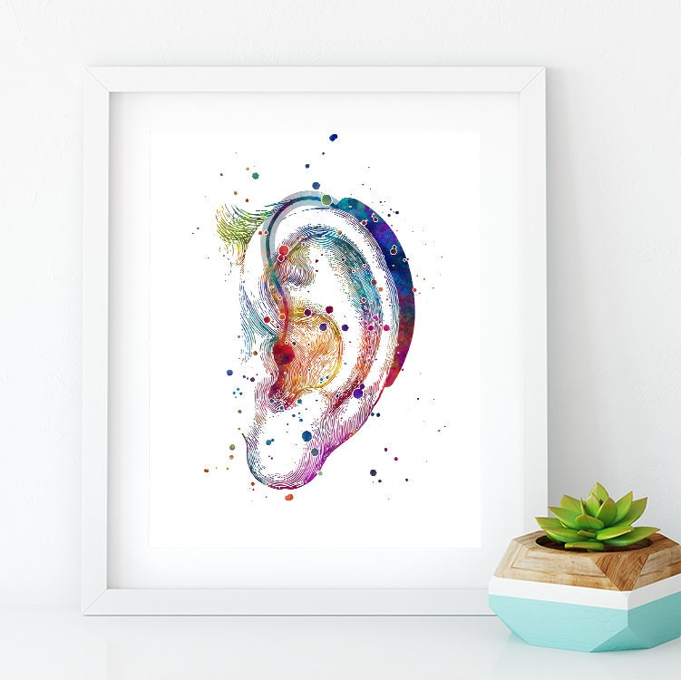 Hearing Aid Watercolor Art Print Audiology Art Audiologist - Etsy