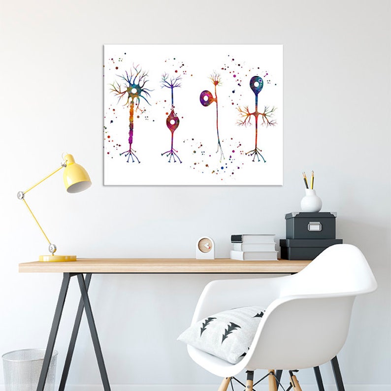 Neuroscience Art Types of Neurons Watercolor Print Nerve Cells | Etsy