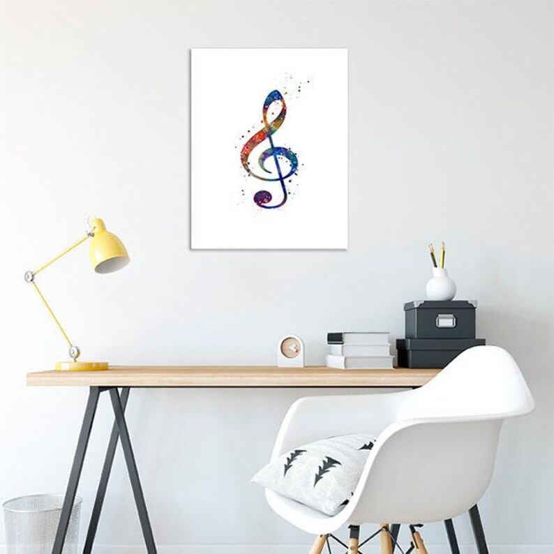 Music Art Treble Clef Poster Music Room Decor Wall Art, Treble Clef ...
