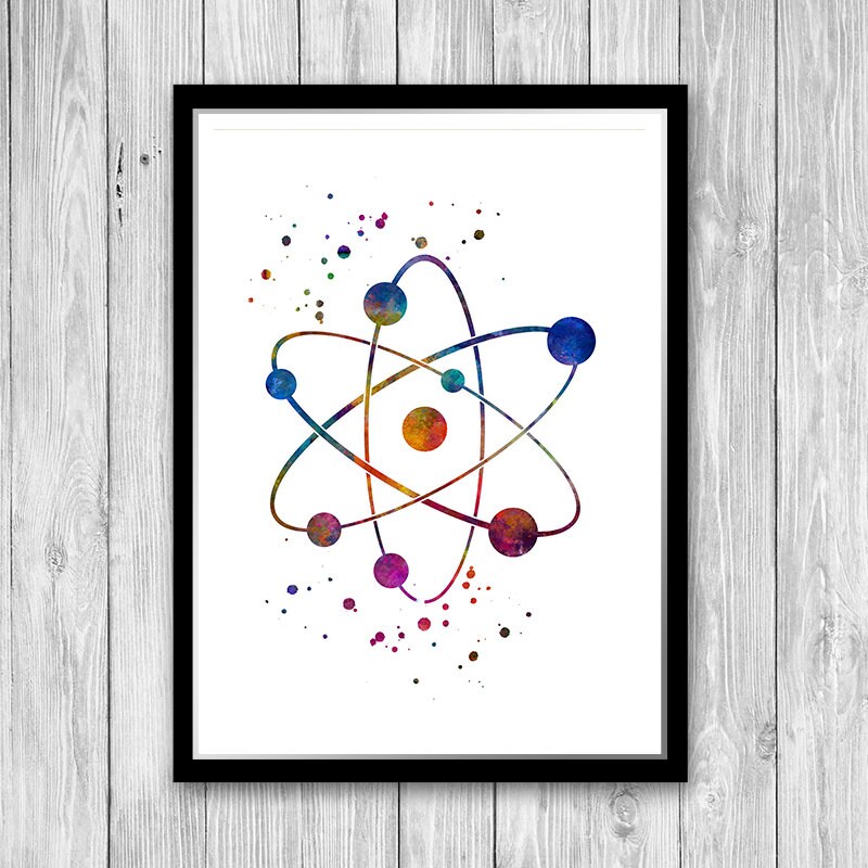 Chemistry Art Atom Watercolor Print Science Wall Art - Etsy