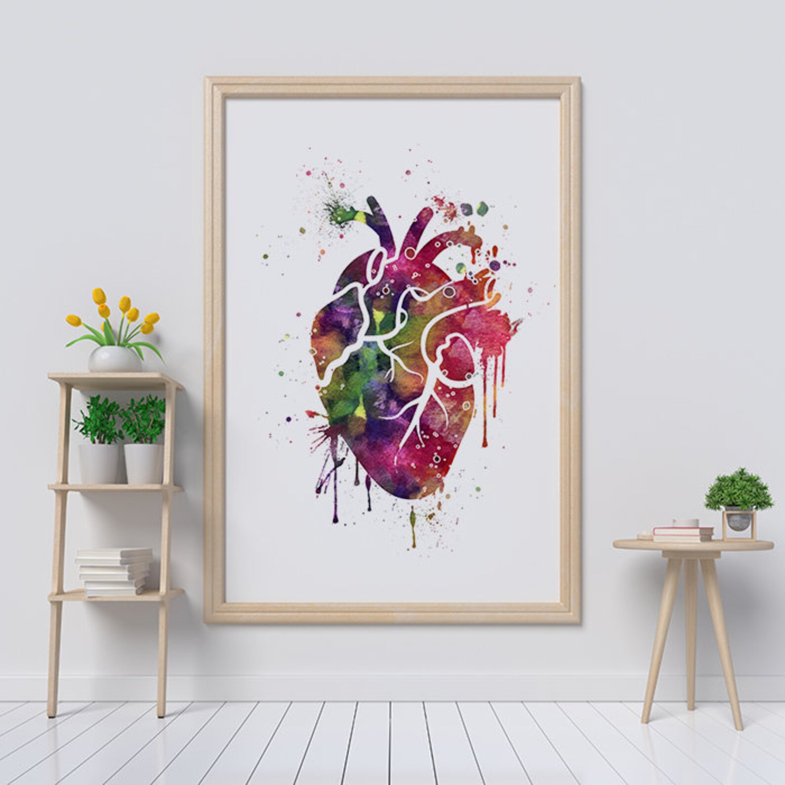 Anatomy Art Set of 3 Heart Brain Lungs Watercolor Prints | Etsy