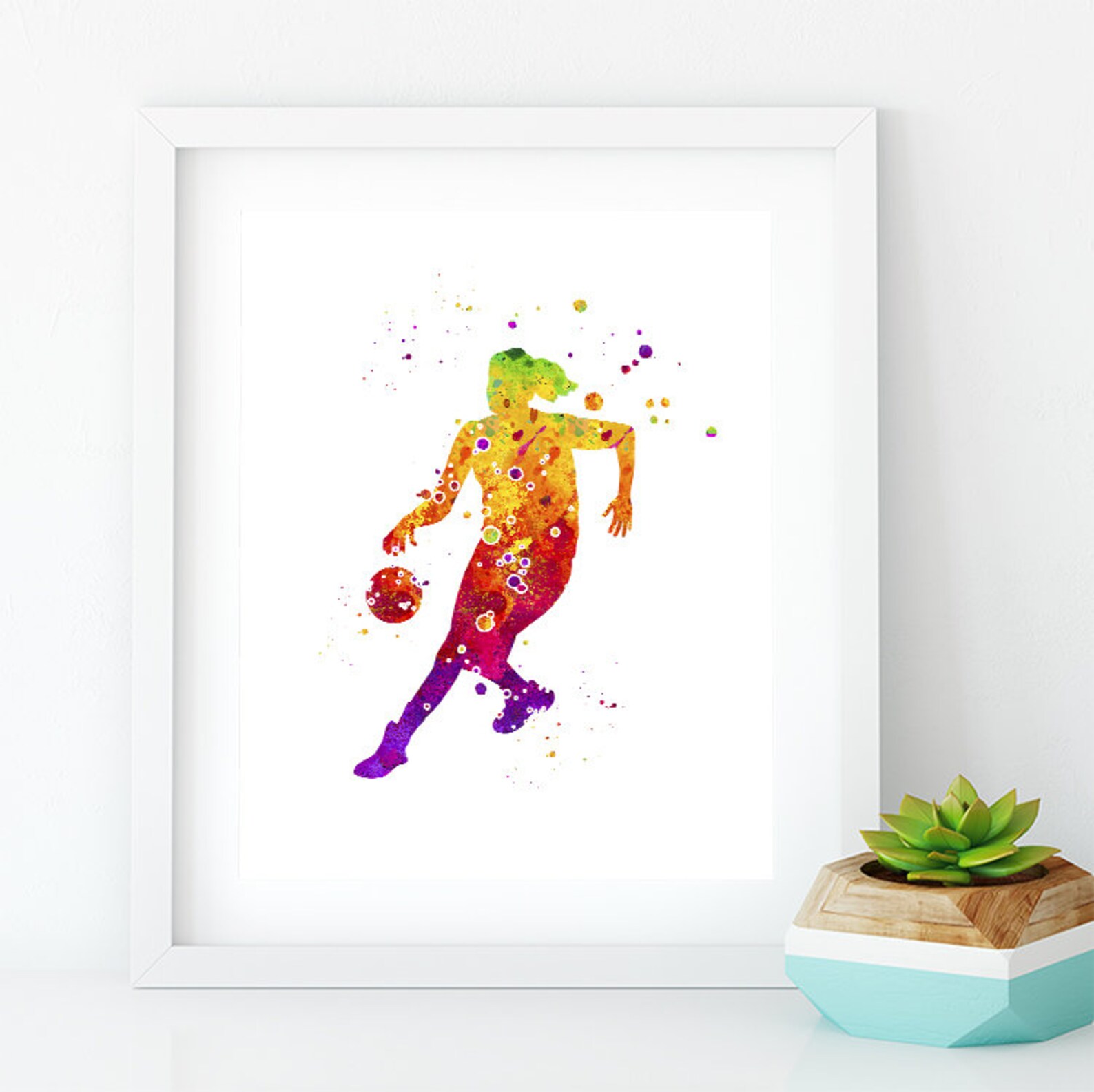 Basketball Room Decor for Girls Watercolor Print | Etsy