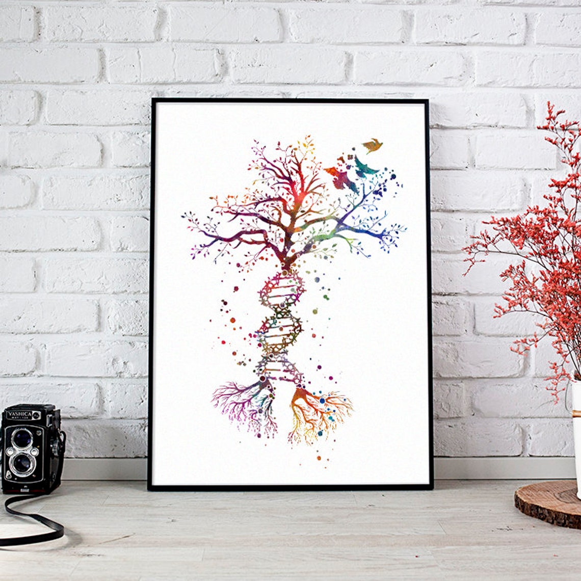 Genetic Science Art DNA Tree of Life Watercolor Print Genetics | Etsy