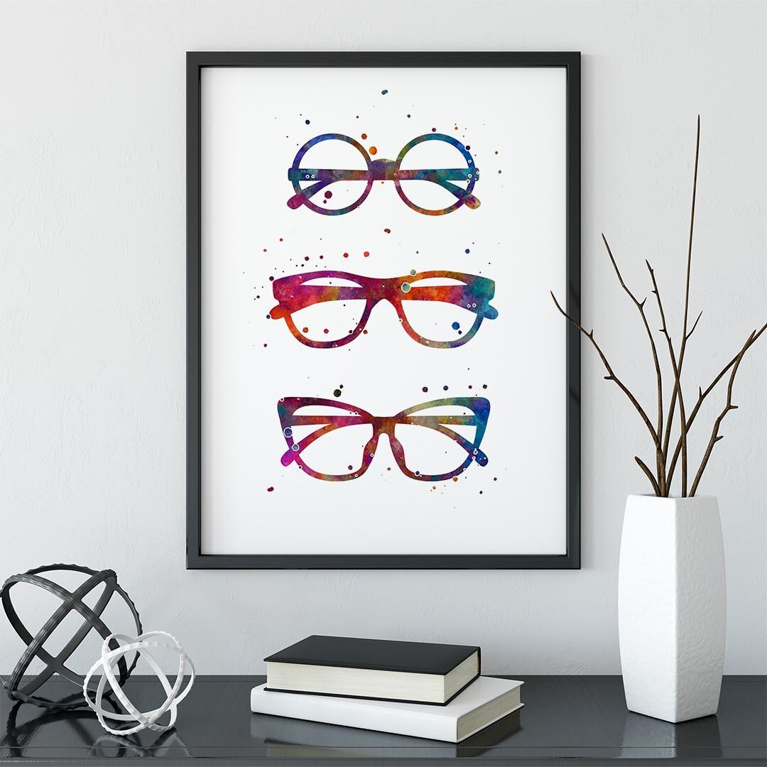 Optometry Art, Eyeglasses Print, Multicolored Watercolor Artwork for ...
