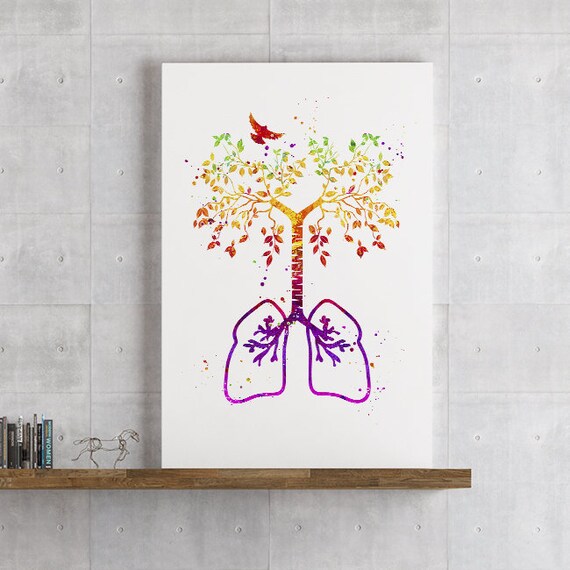 Lungs Tree Art Watercolor Print Wall Art Doctor Office Decor - Etsy