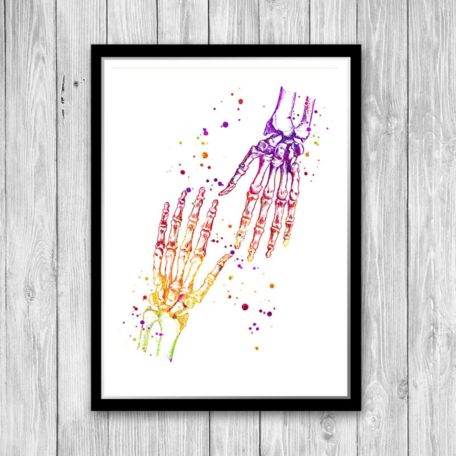 Medical Poster Human Hands Skeleton Watercolor Print Medical - Etsy