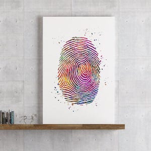Fingerprint Print, Watercolor Art Fingerprint Poster, Crime Scene ...