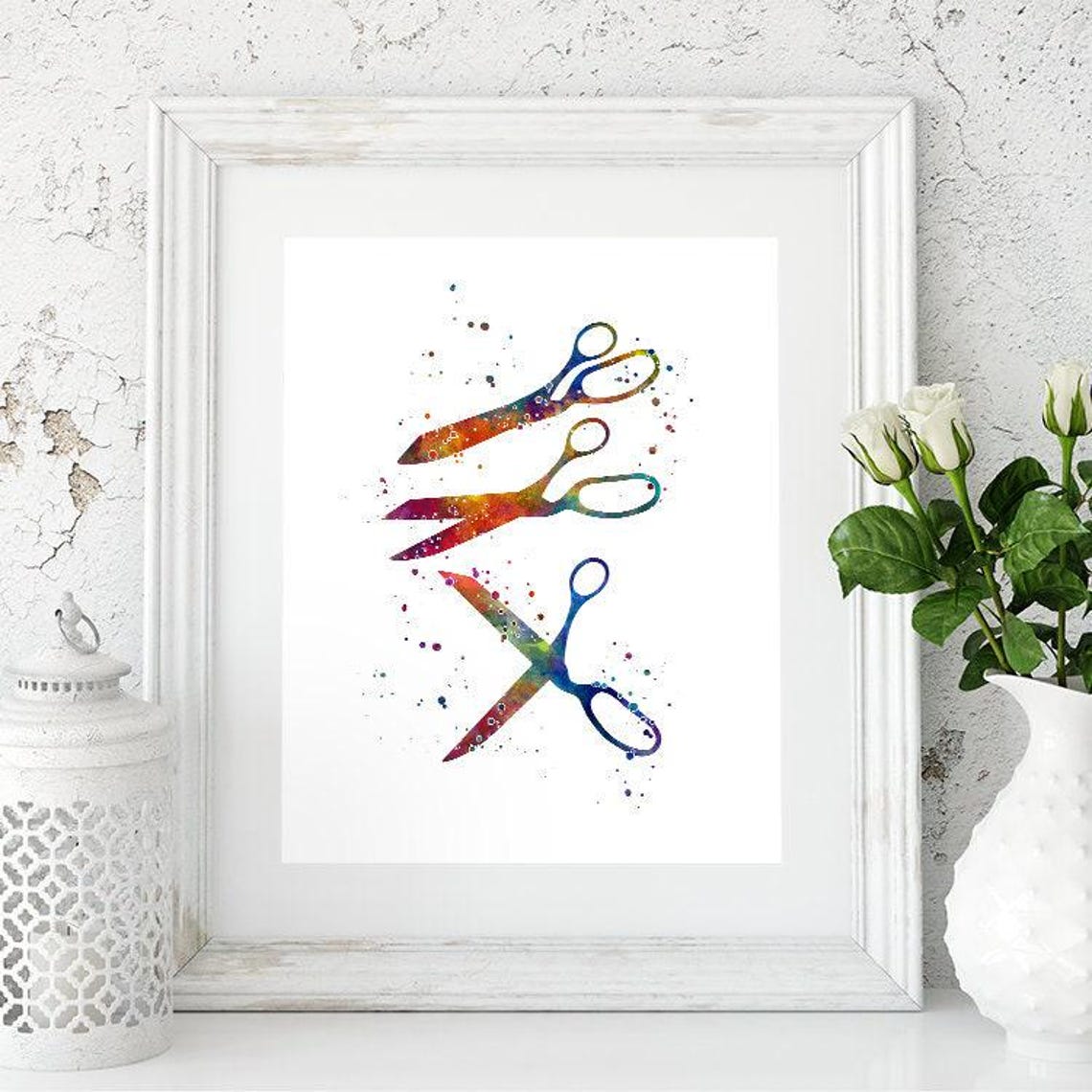 Scissors Crafting Sewing Watercolor Print Gift for Seamstress Craft ...