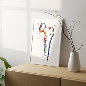 Femur Bone Watercolor Print, Femoral Head, Orthopedic Art Print, Human ...