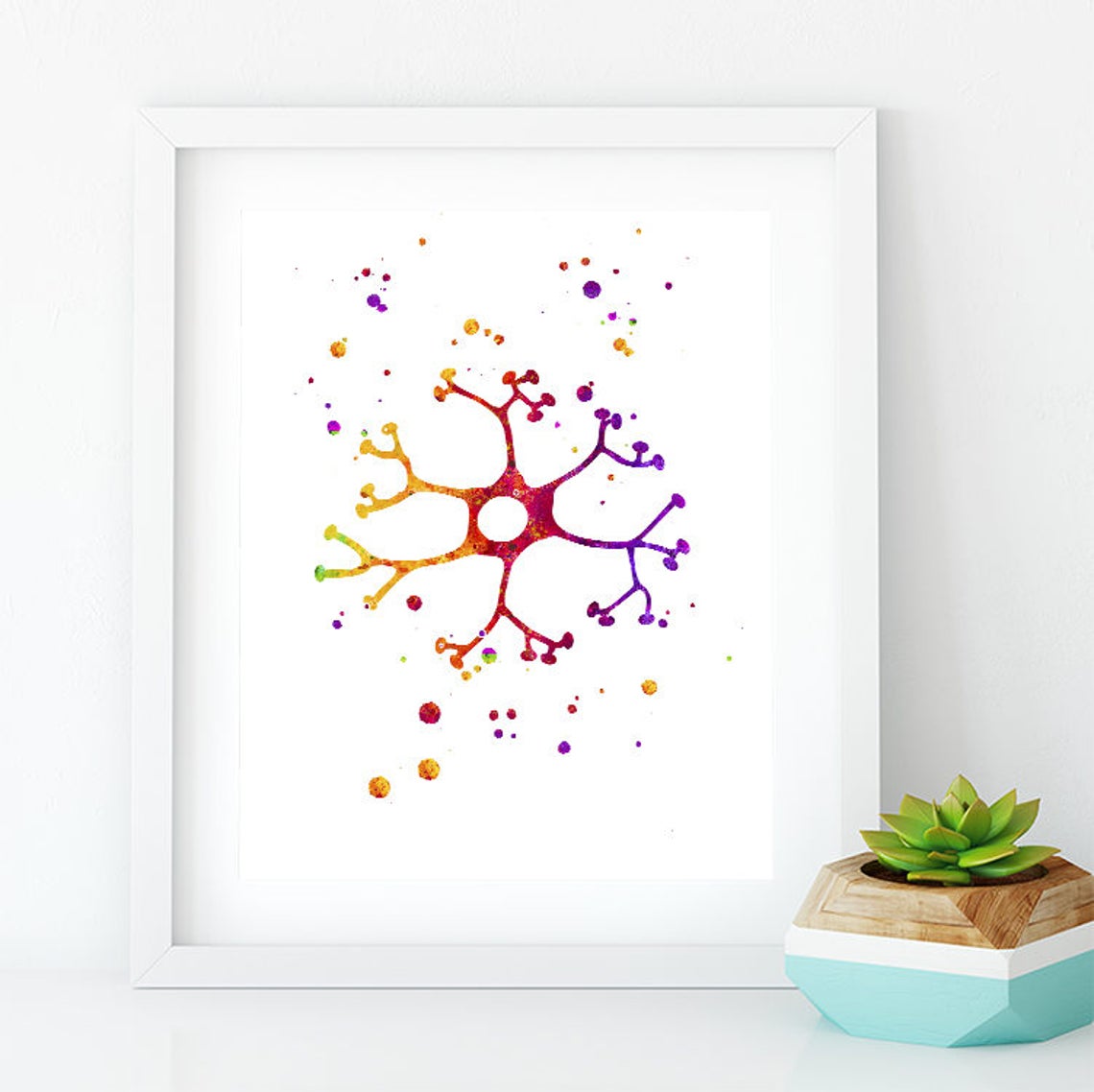 Neuron Art Print Interneuron Cell Neuroscience Watercolor Wall - Etsy