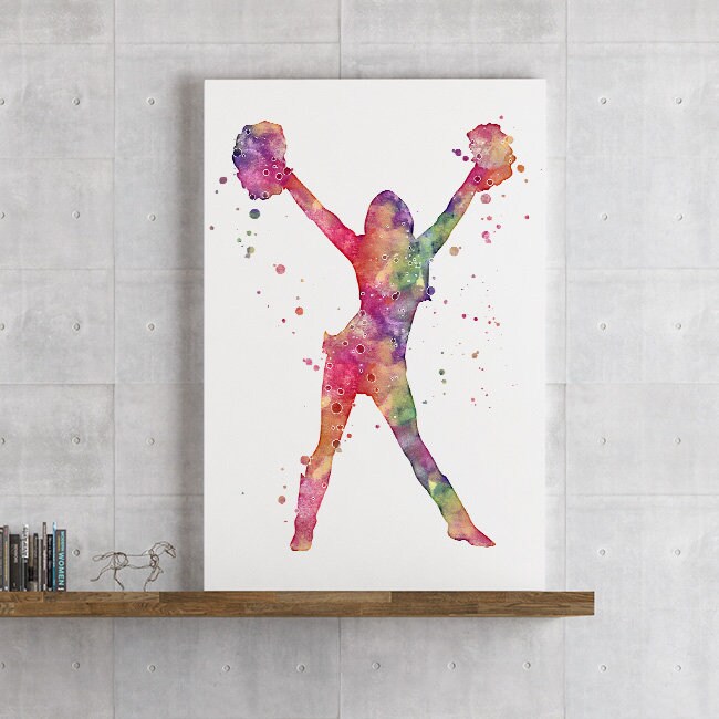 Cheerleading Art Watercolor Print Girl Cheerleader Female | Etsy