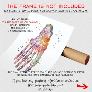 Foot Anatomy Art, Set of 3 Multicolored Watercolor Prints, Foot Health ...