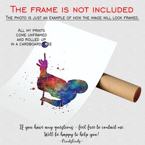 Billiard Player Watercolor Art Print | Multicolored Artwork for Home ...