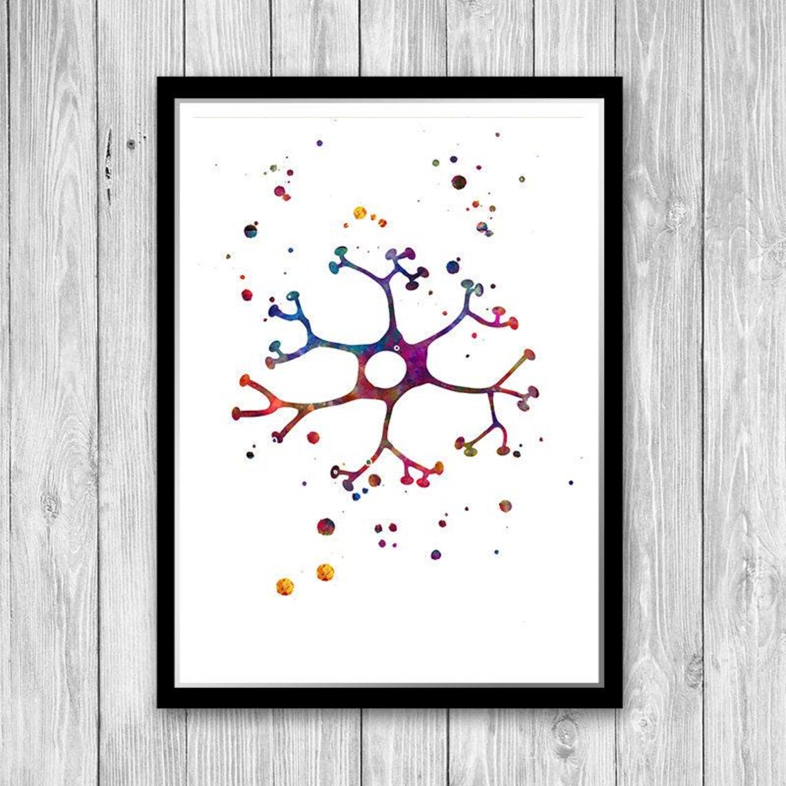 Neuron Art Print, Interneuron Colorful Watercolor Artwork, Neuroscience ...