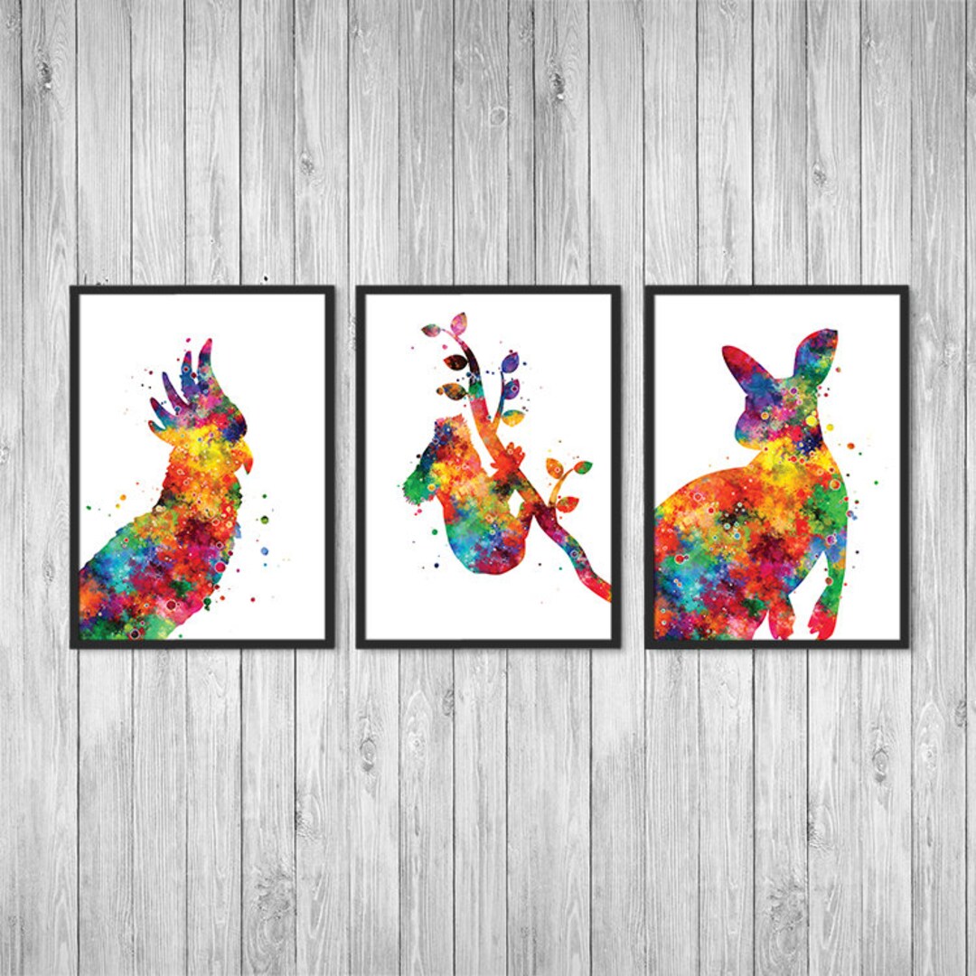 Australian Animals Art for Nursery Decor Set of 3 Watercolor Prints ...