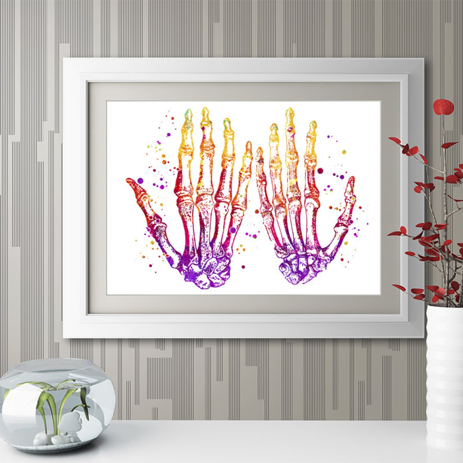 Human Hands Skeleton Medical Poster Anatomy Watercolor Print - Etsy