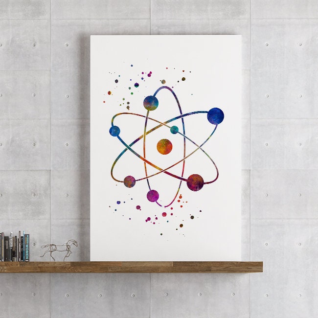 Chemistry Art Atom Watercolor Print Science Wall Art - Etsy