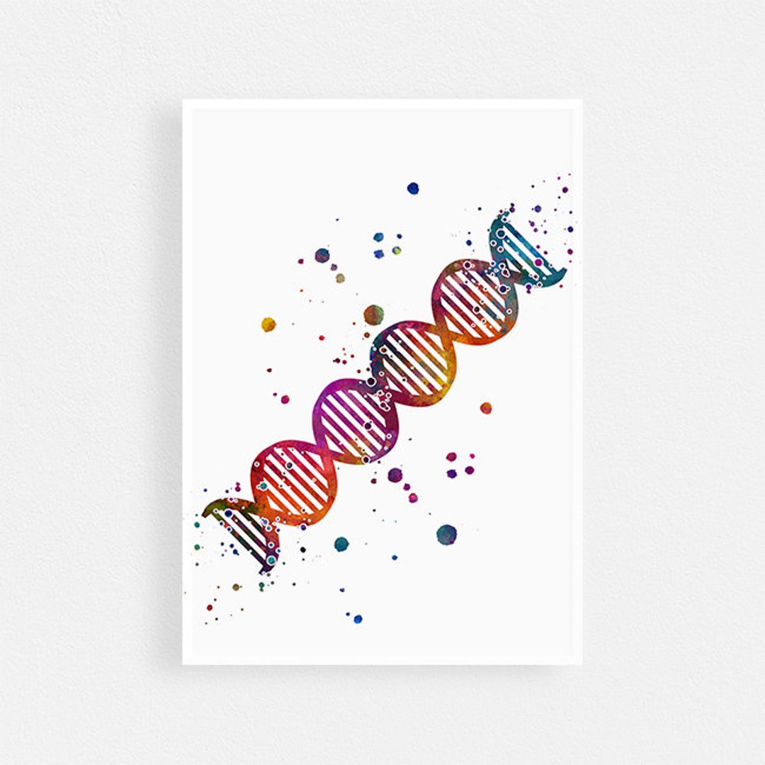 DNA Watercolor Print Science Wall Art Genetics Professor Office Decor ...